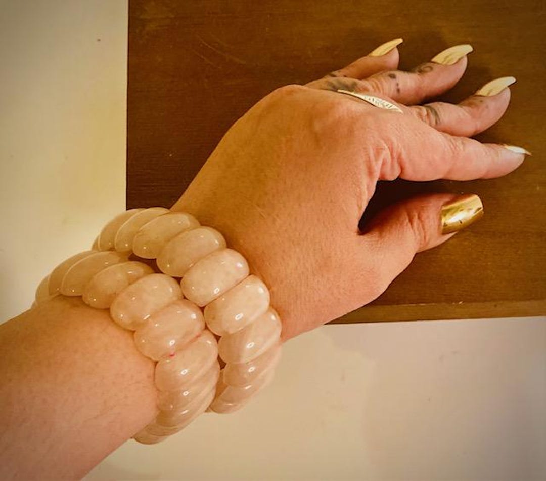 Rose Quartz Curved Half Circle Large Beads, Substantial and Very Glossy ...