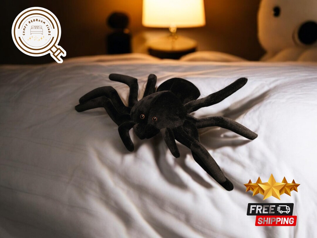 Furry Black Spider Plush Spooky Halloween Decoration Soft Stuffed Toy ...