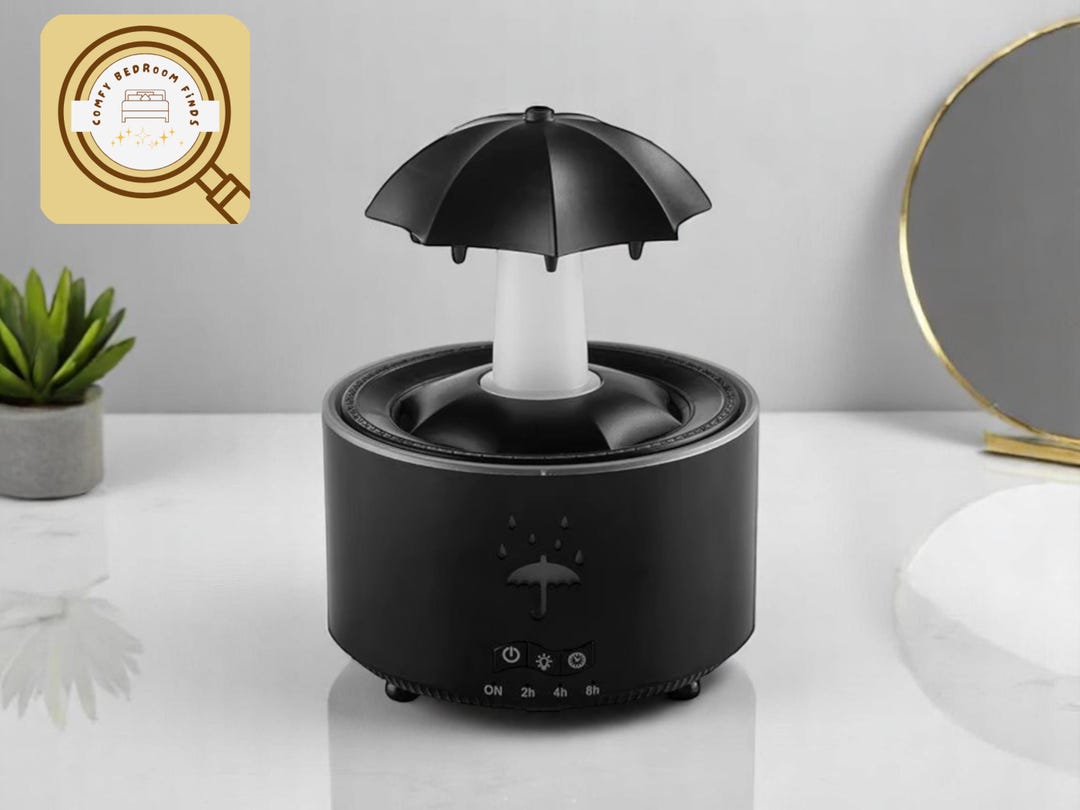 Rotating Umbrella Humidifier | Raindrop Aroma Diffuser | Colorful Light ...