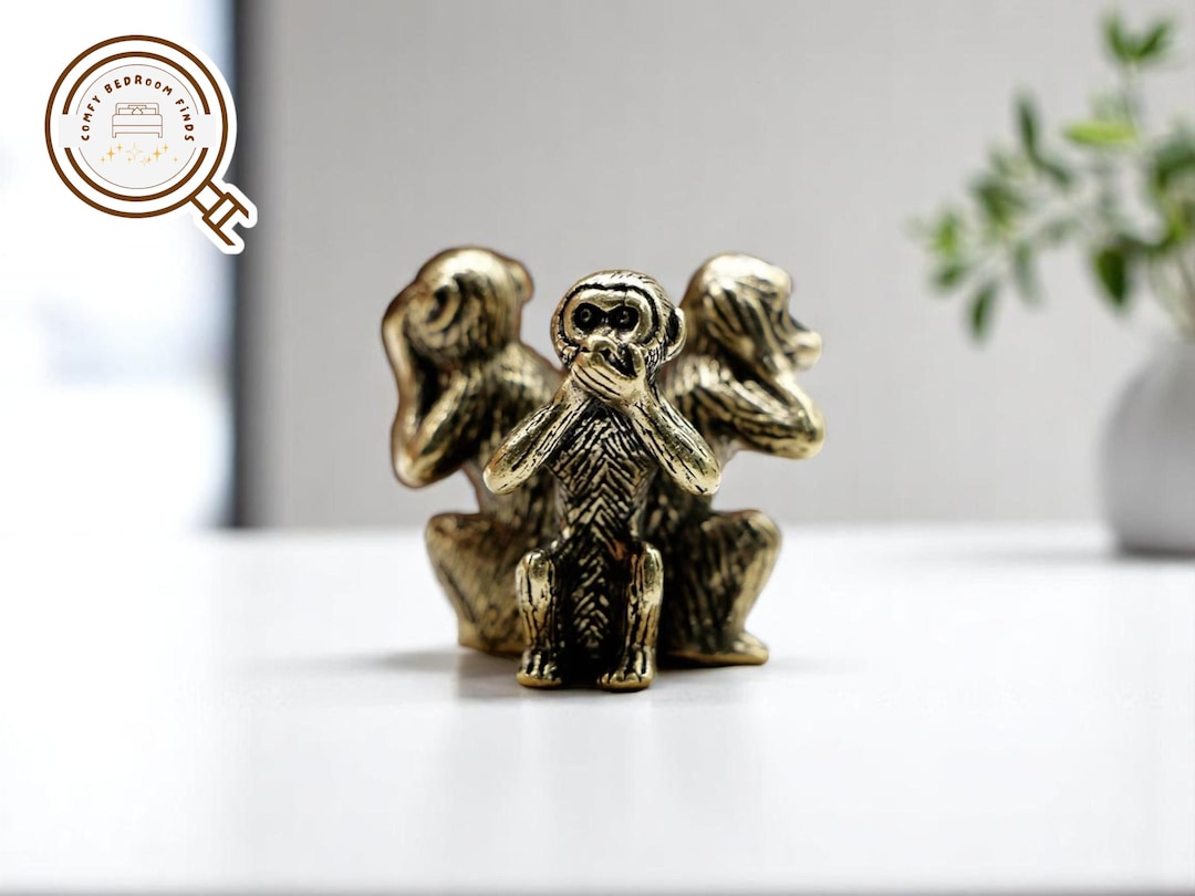 Brass Three Wise Monkeys | Solid Copper Sculpture | Monkey Figurine ...