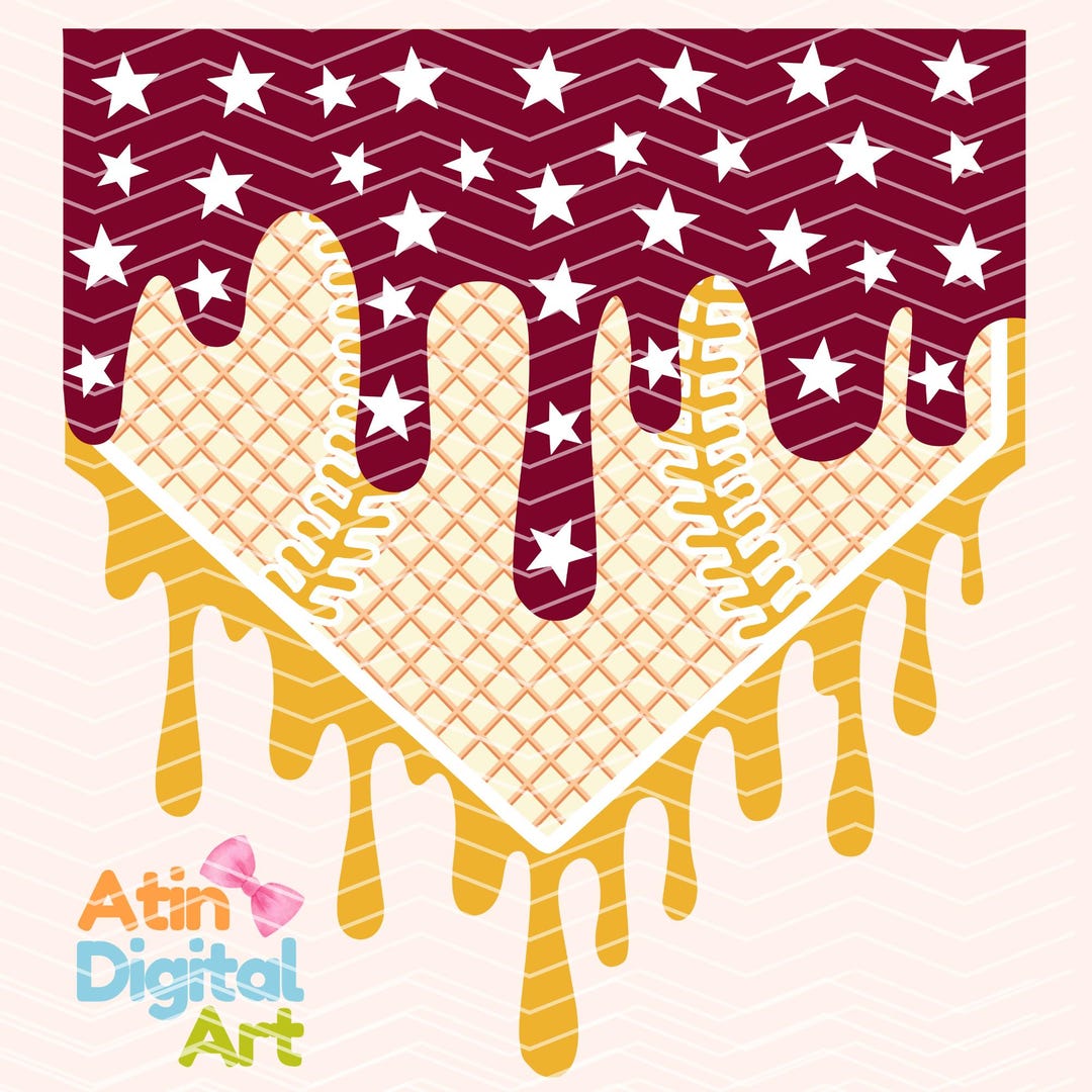 Maroon Gold Ice Cream Drip Home Plate Png | Star Drip Home Plate | Ice ...