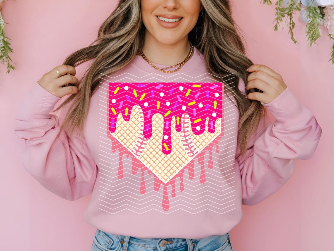 Pink Ice Cream Drip Home Plate Png | Sprinkles Ice Cream Home Plate ...
