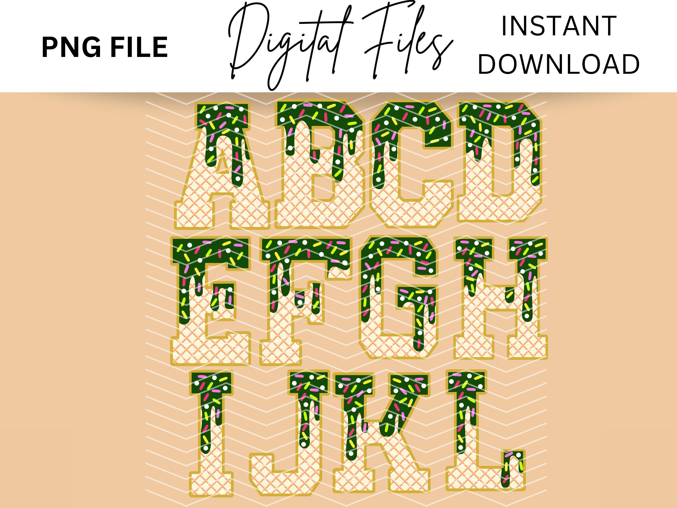 Green Gold Ice Cream Drip Alpha Set Png | Sprinkles Alpha Doodle | Ice ...