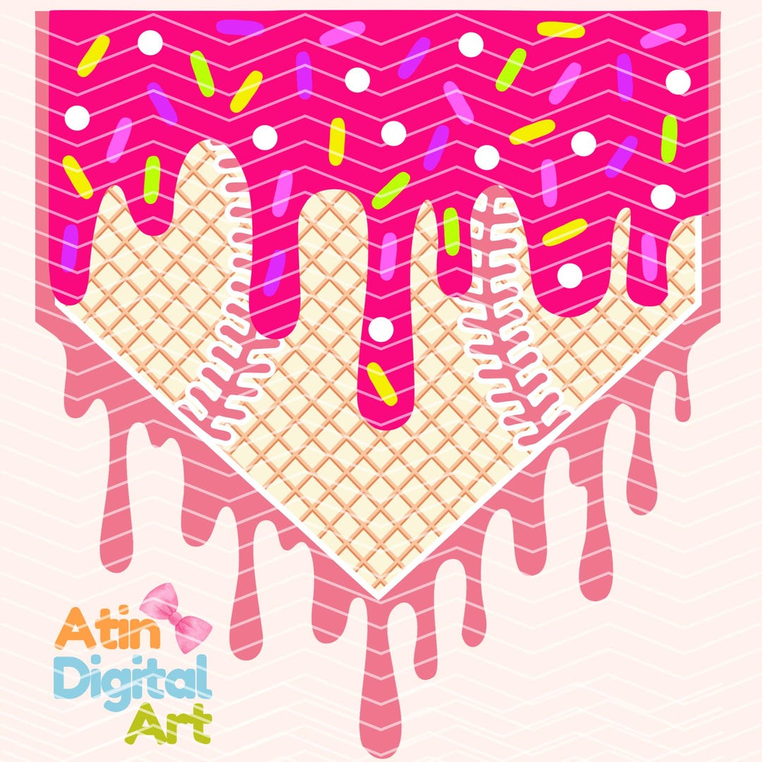 Pink Ice Cream Drip Home Plate Png | Sprinkles Ice Cream Home Plate ...