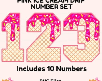 USA Flag Ice Cream Drip Numbers Png | Sprinkles Ice Cream Numbers | Ice ...