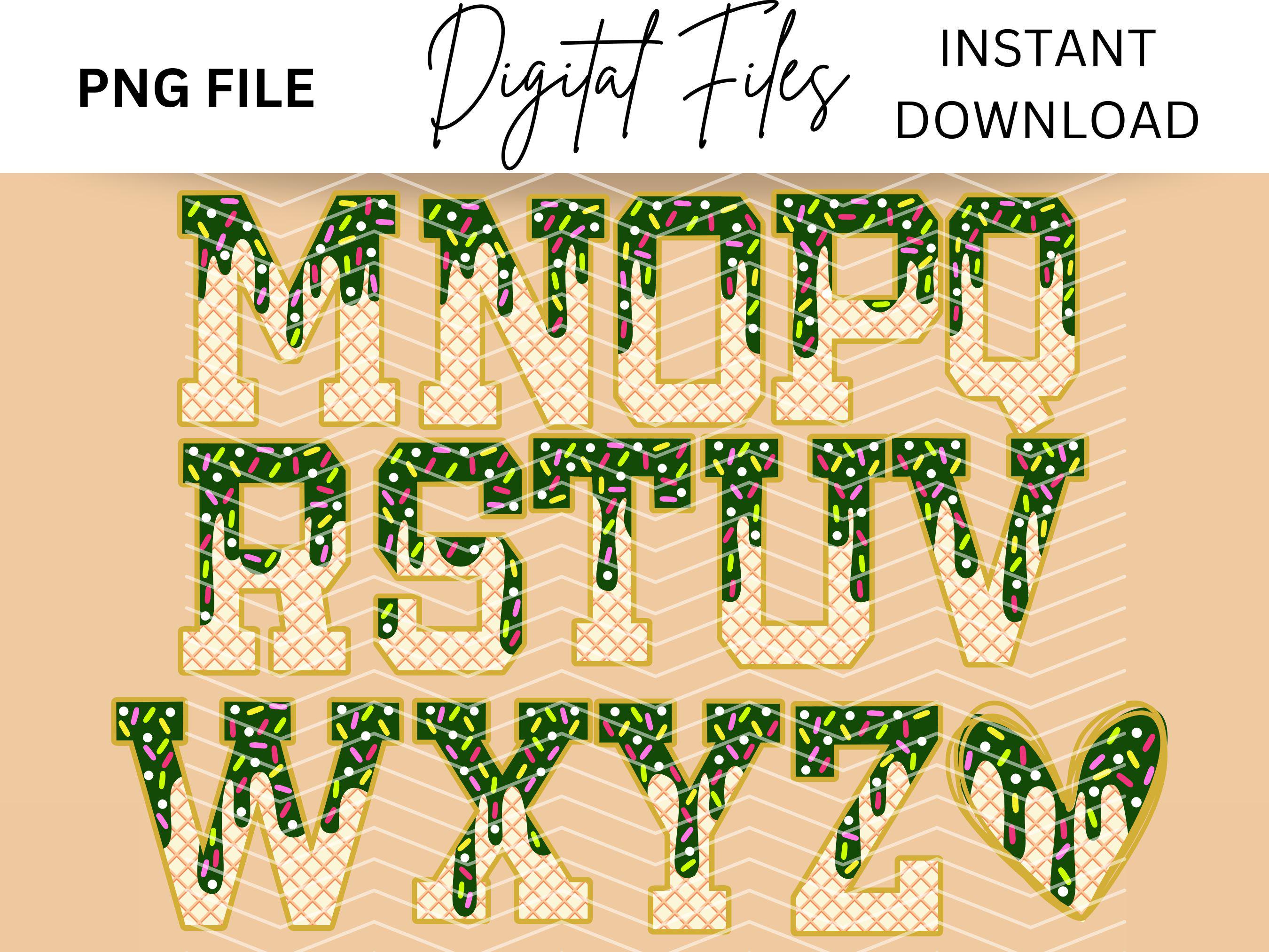 Green Gold Ice Cream Drip Alpha Set Png | Sprinkles Alpha Doodle | Ice ...