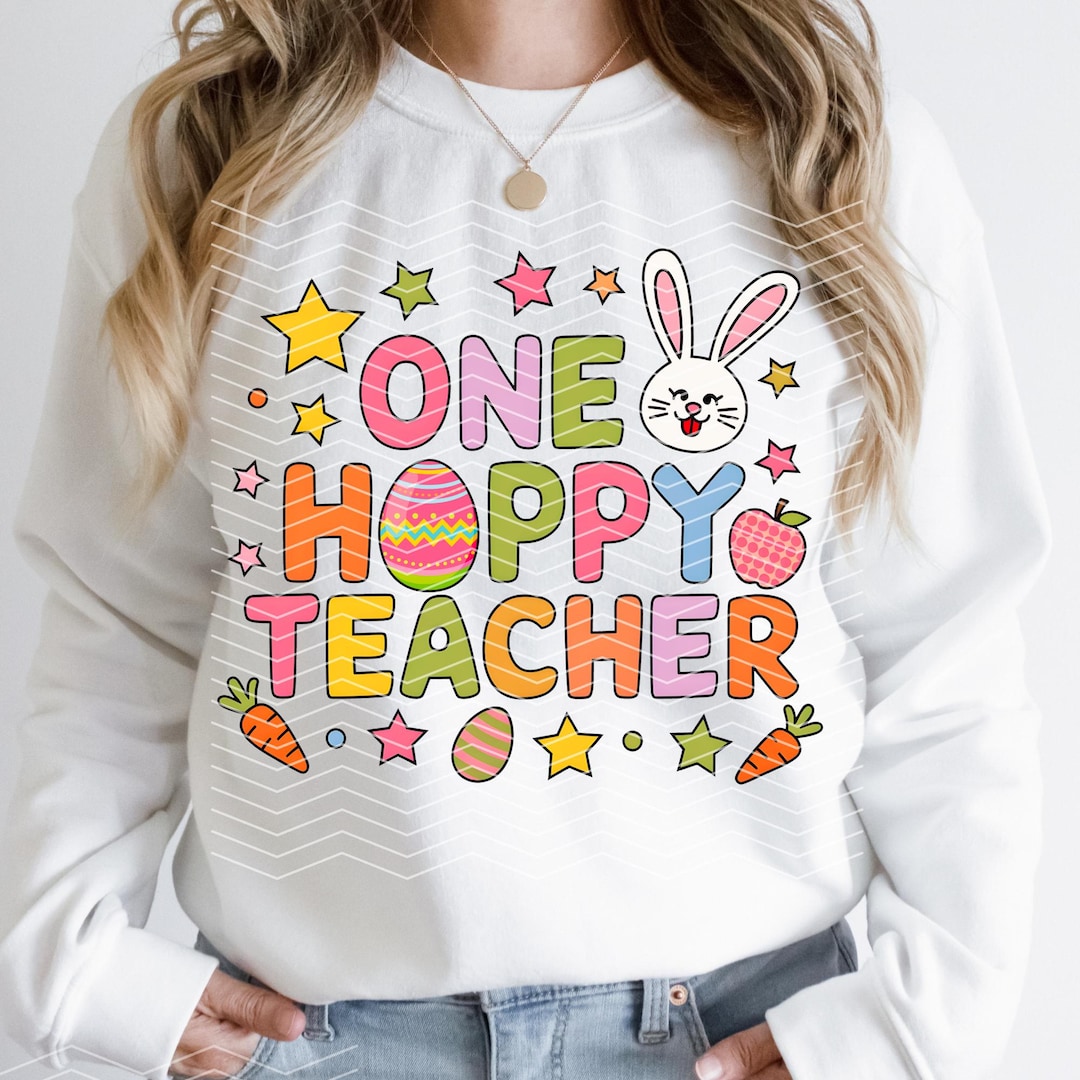 One Hoppy Teacher Png | Easter Teacher Coquette Bow Png | Easter ...