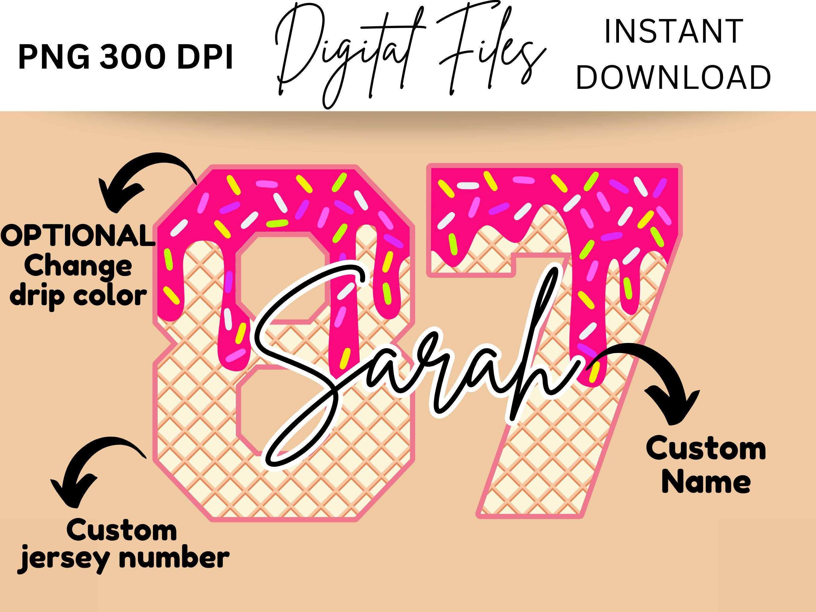 Custom Jersey Ice Cream Drip Name Number Png, Custom Jersey Number Png ...