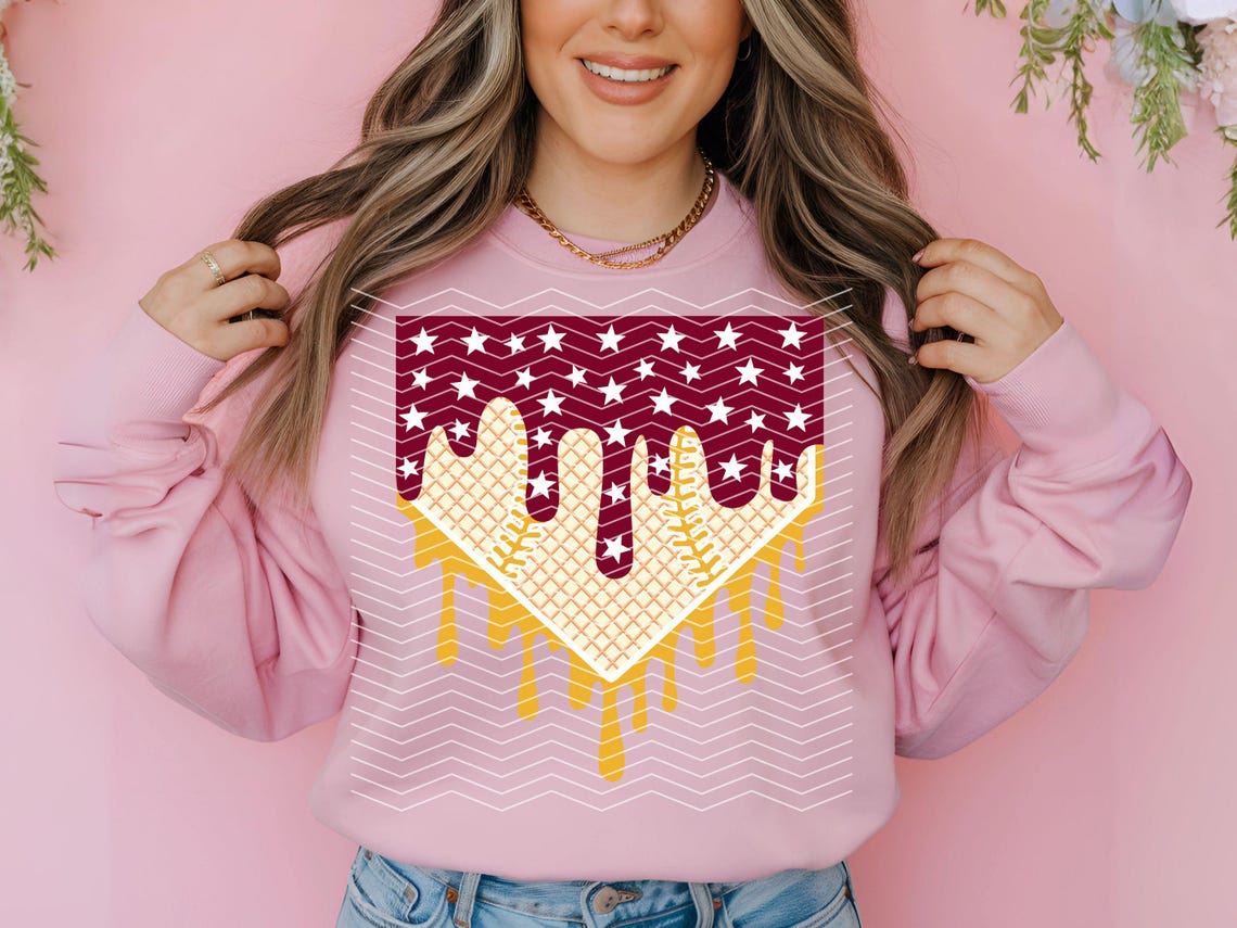 Maroon Gold Ice Cream Drip Home Plate Png | Star Drip Home Plate | Ice ...