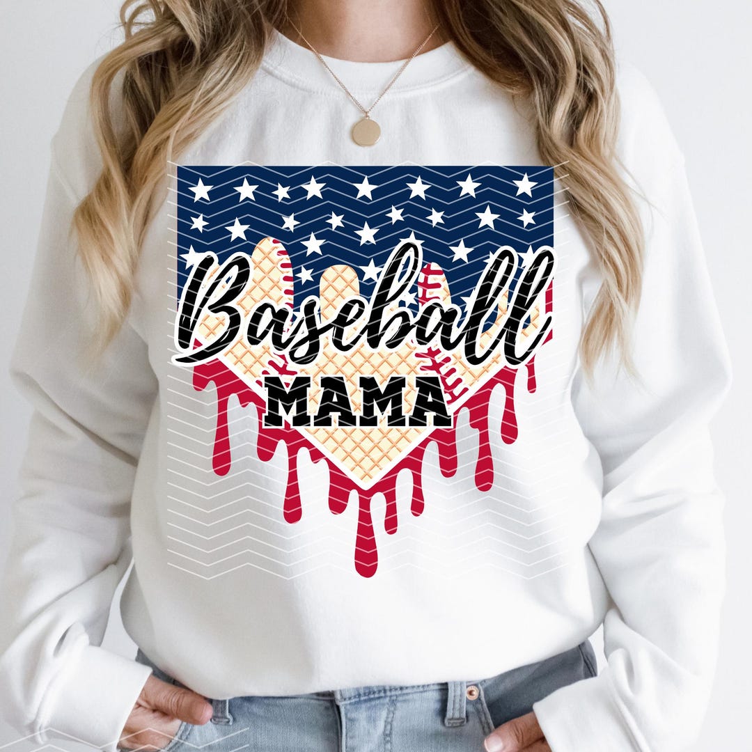 Baseball Mama USA Flag Drip Png | Baseball Mama Ice Cream Drip Png ...