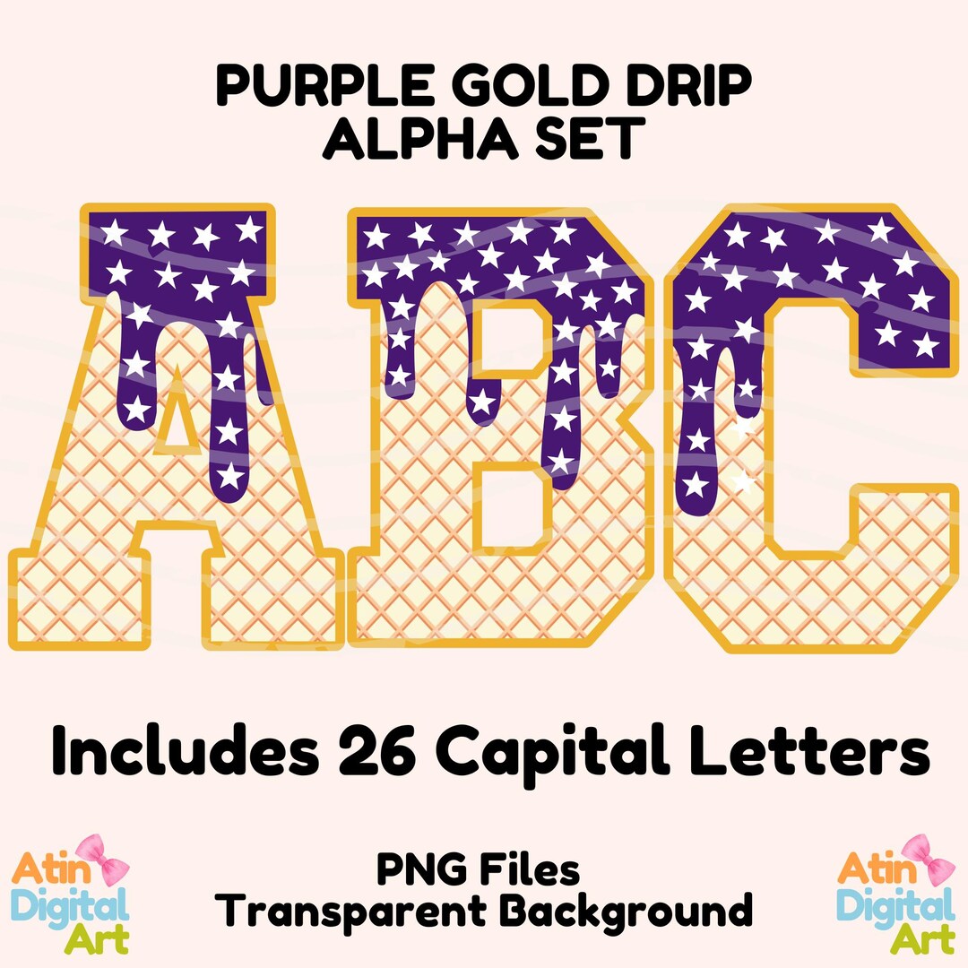 Purple Gold Drip Alpha Set Png | Sprinkles Alpha Doodle | Ice Cream ...