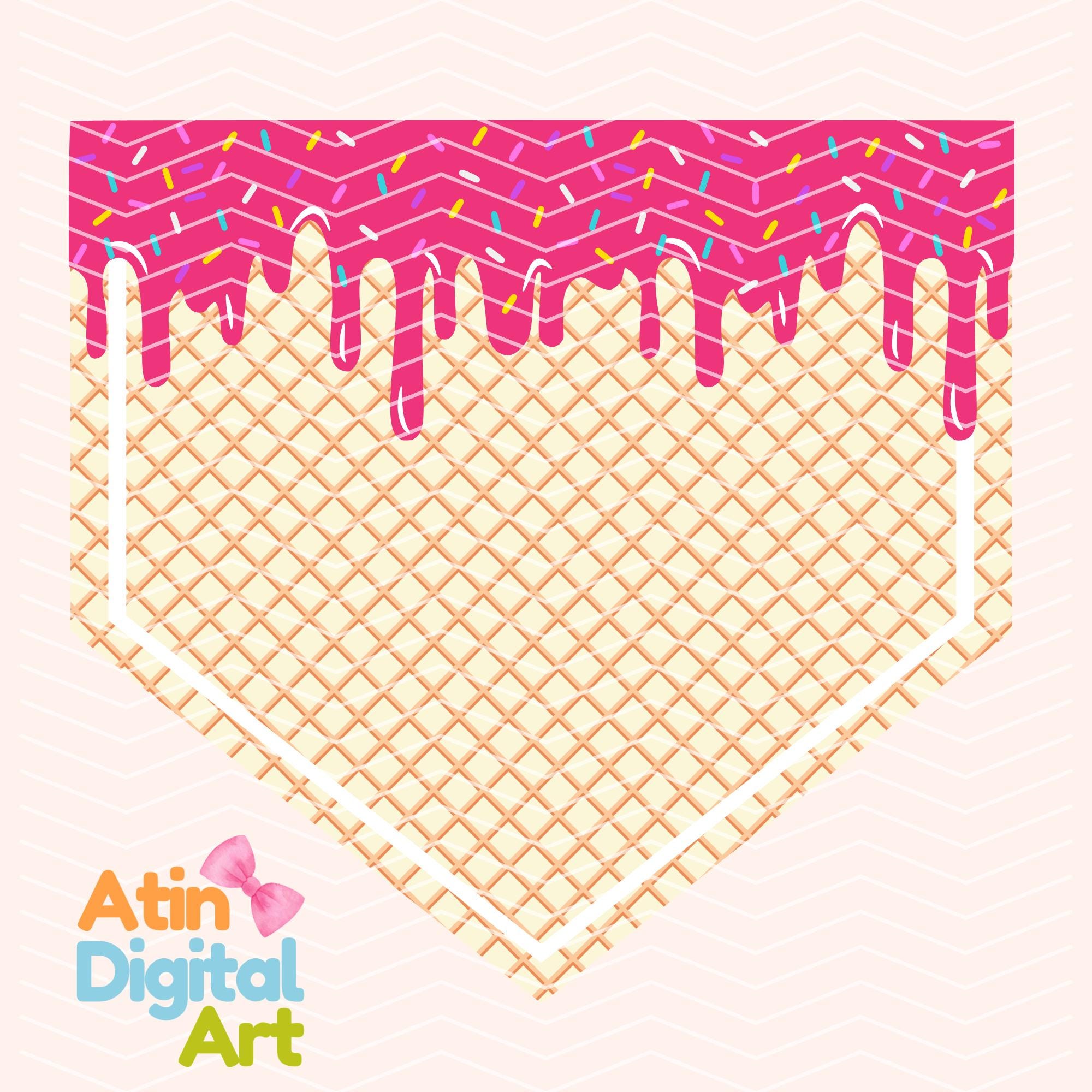 Pink Ice Cream Drip Home Plate Png | Sprinkles Ice Cream Home Plate ...