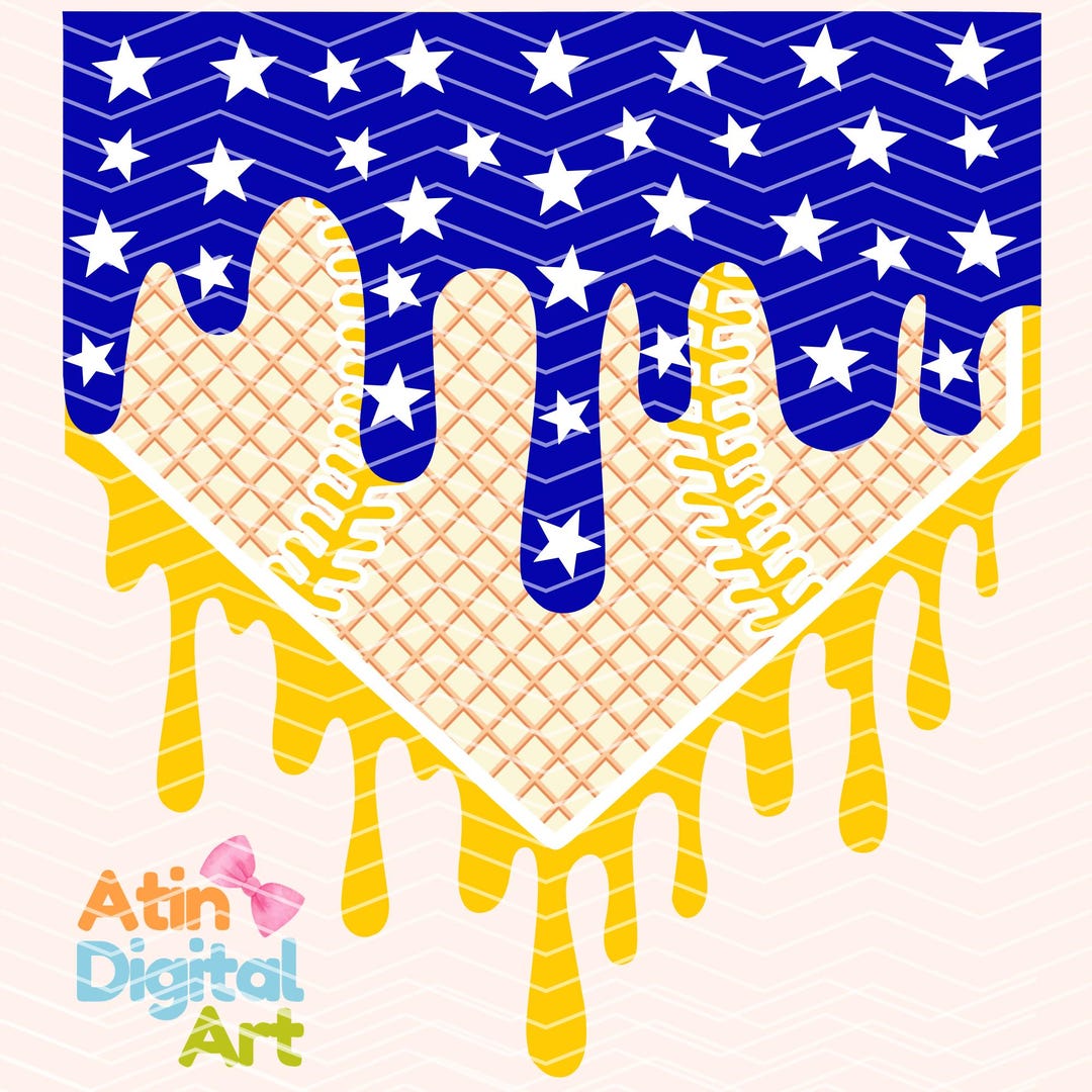 Blue Yellow Ice Cream Drip Home Plate Png | Star Drip Home Plate | Ice ...