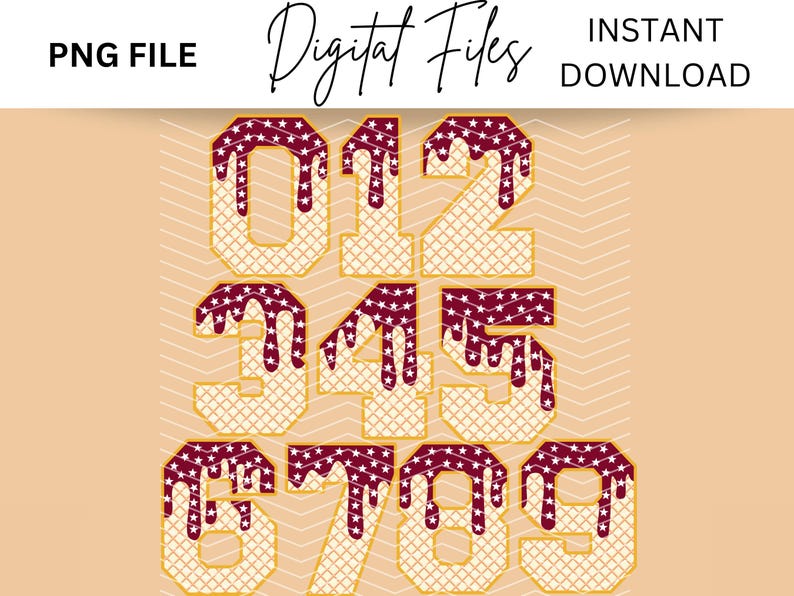 Maroon Gold Ice Cream Drip Numbers Png | Sprinkles Ice Cream Numbers ...