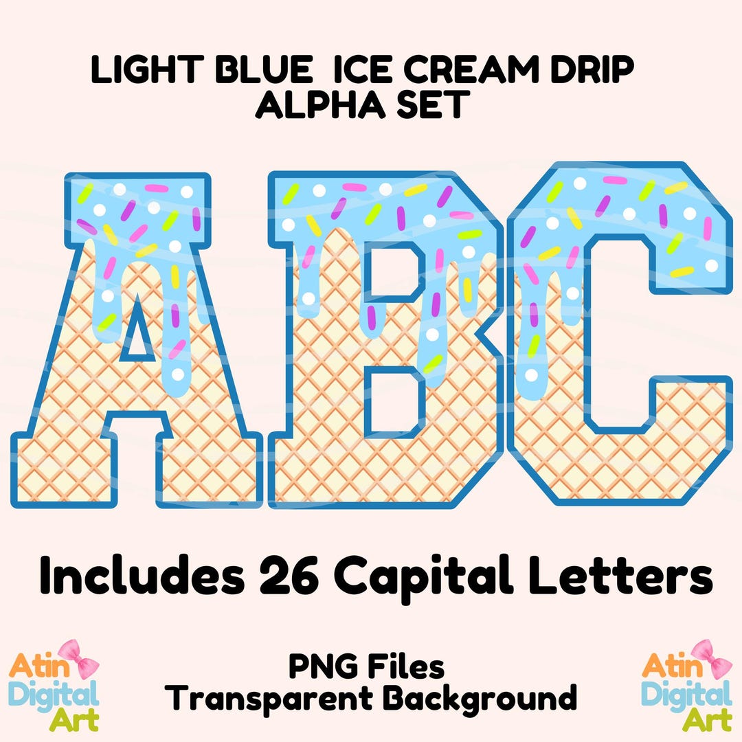 Light Blue Ice Cream Drip Alpha Set Png | Sprinkles Alpha Doodle | Ice ...