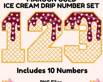 USA Flag Ice Cream Drip Numbers Png | Sprinkles Ice Cream Numbers | Ice ...