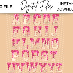 Pink Ice Cream Drip Alpha Set Png | Sprinkles Ice Cream Doodle | Ice ...