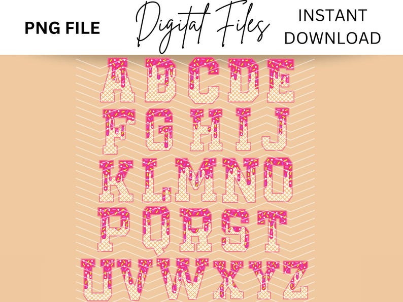 Pink Ice Cream Drip Alpha Set Png | Sprinkles Ice Cream Doodle | Ice ...