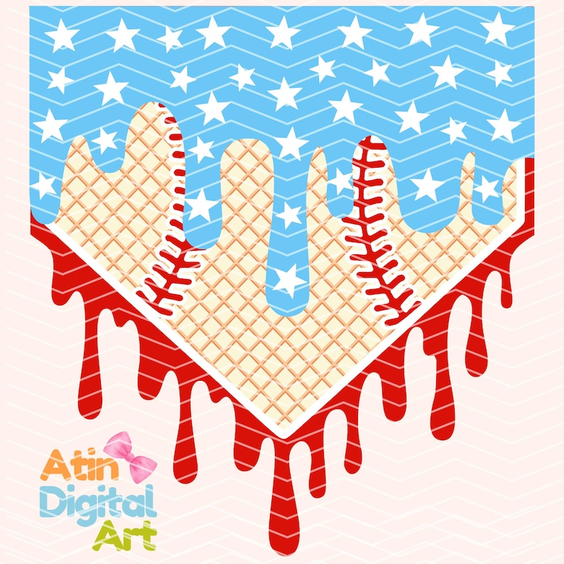 USA Flag Drip Home Plate Png | Sprinkles Ice Cream Home Plate | USA Ice ...