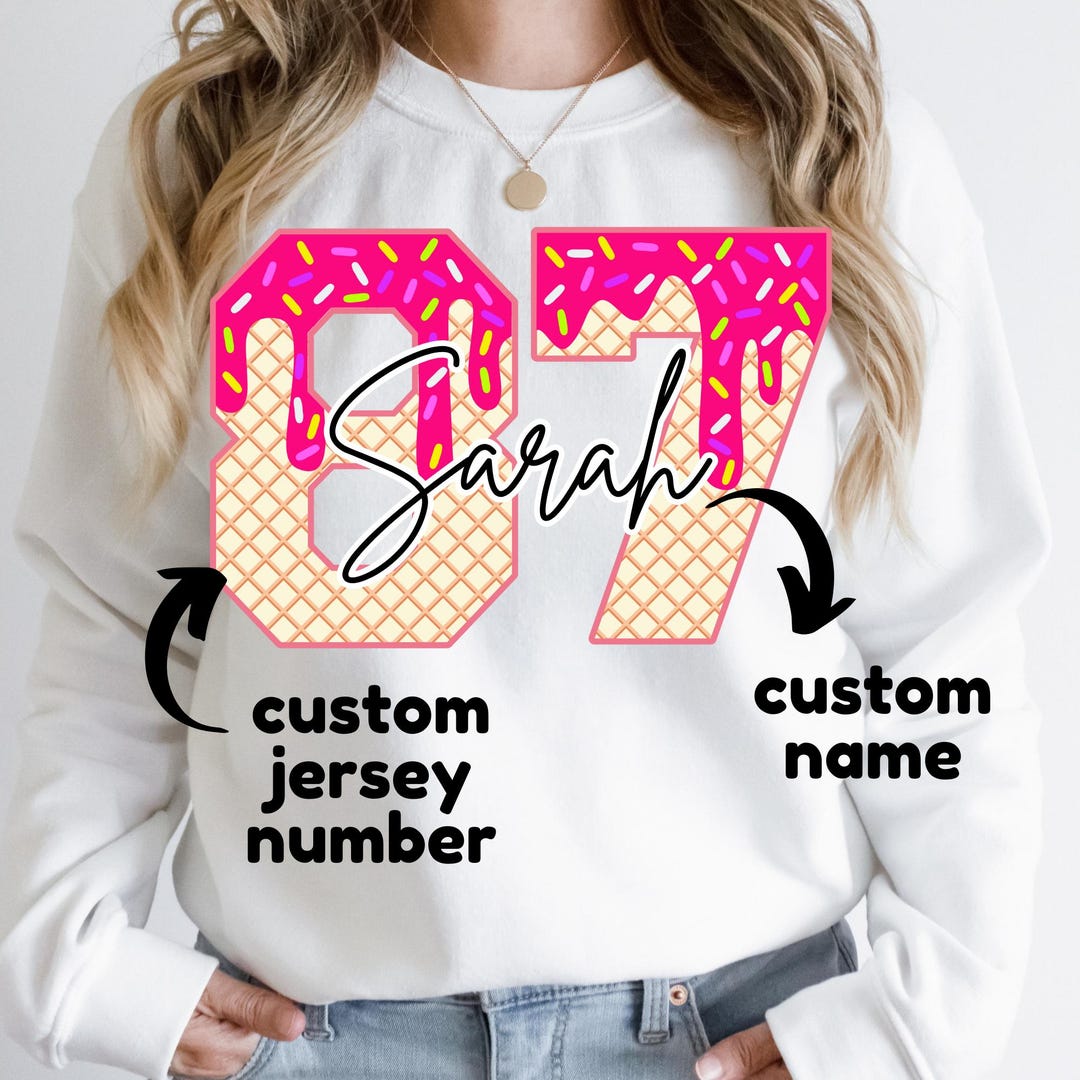 Custom Jersey Ice Cream Drip Name Number Png, Custom Jersey Number Png ...