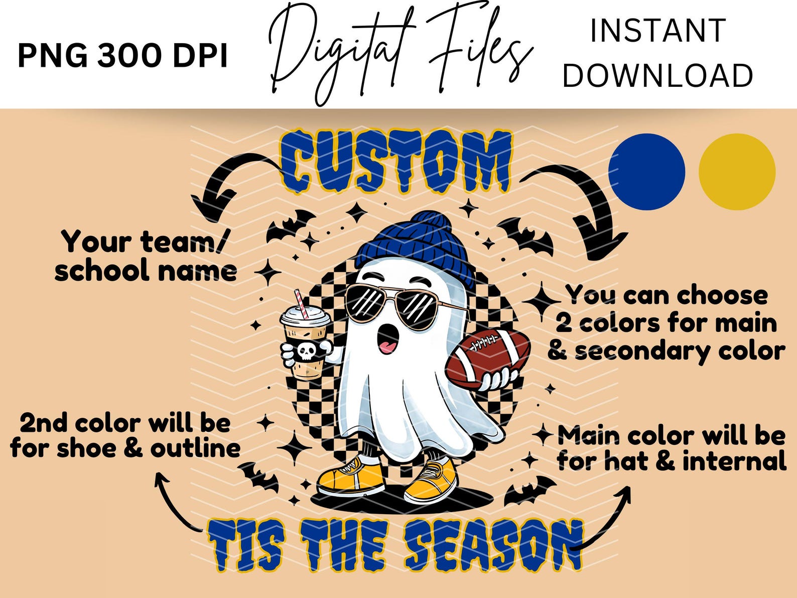 Custom Football Cute Ghost Png | Custom Cute Ghost Png | Custom Boo ...
