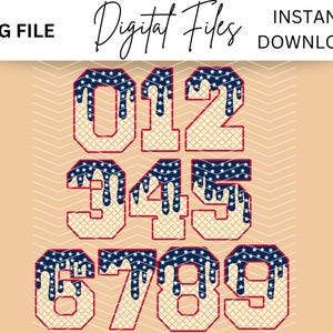 USA Flag Ice Cream Drip Numbers Png | Sprinkles Ice Cream Numbers | Ice ...
