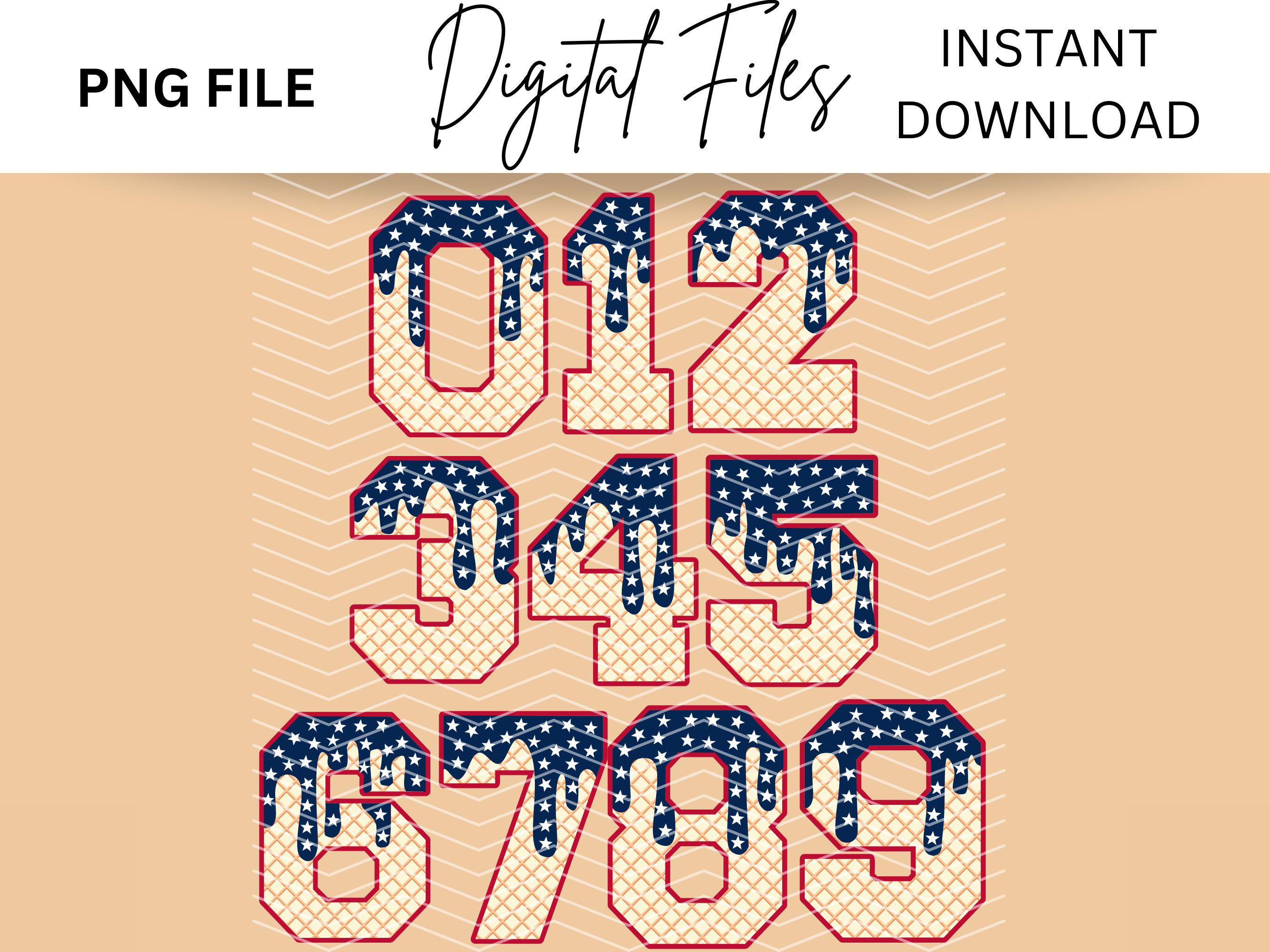 USA Flag Ice Cream Drip Numbers Png | Sprinkles Ice Cream Numbers | Ice ...