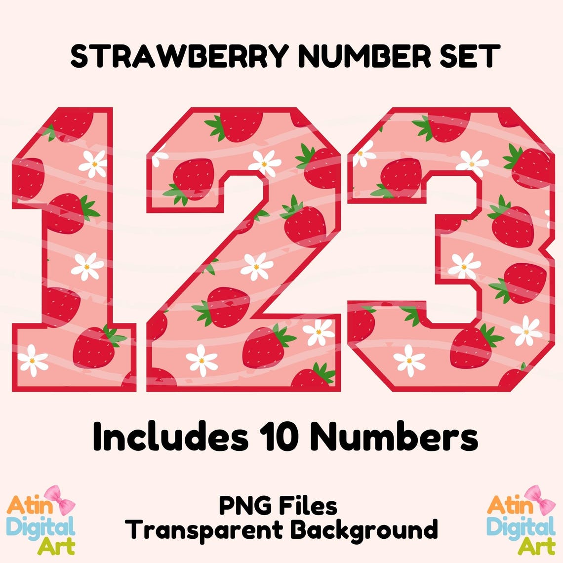 Strawberry Numbers Png | Fruits 0-9 Numbers | Ice Cream Drip Number ...