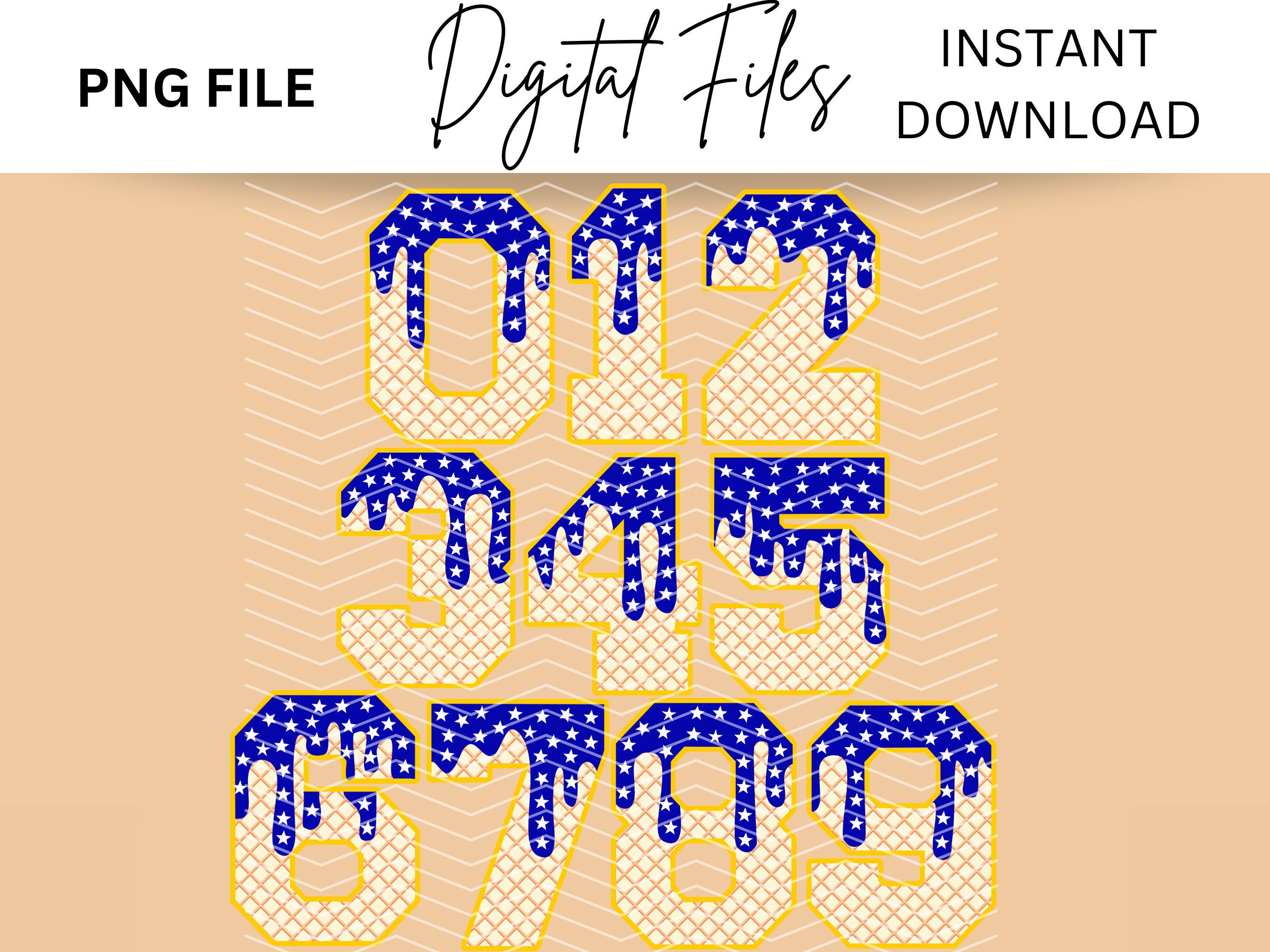 Blue Yellow Ice Cream Drip Numbers Png | Sprinkles Ice Cream Numbers ...