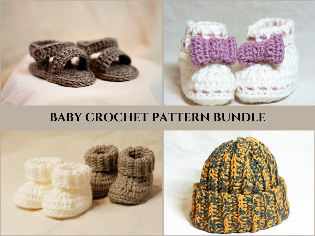 Crochet Pattern Bundle, Easy Crochet Baby Set, Includes Cuffed Baby ...