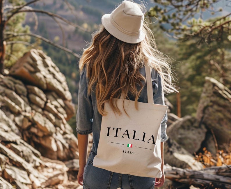 Italia Flag Canvas Tote Bag - Italy Trip Souvenir, Vacation Travel in ...