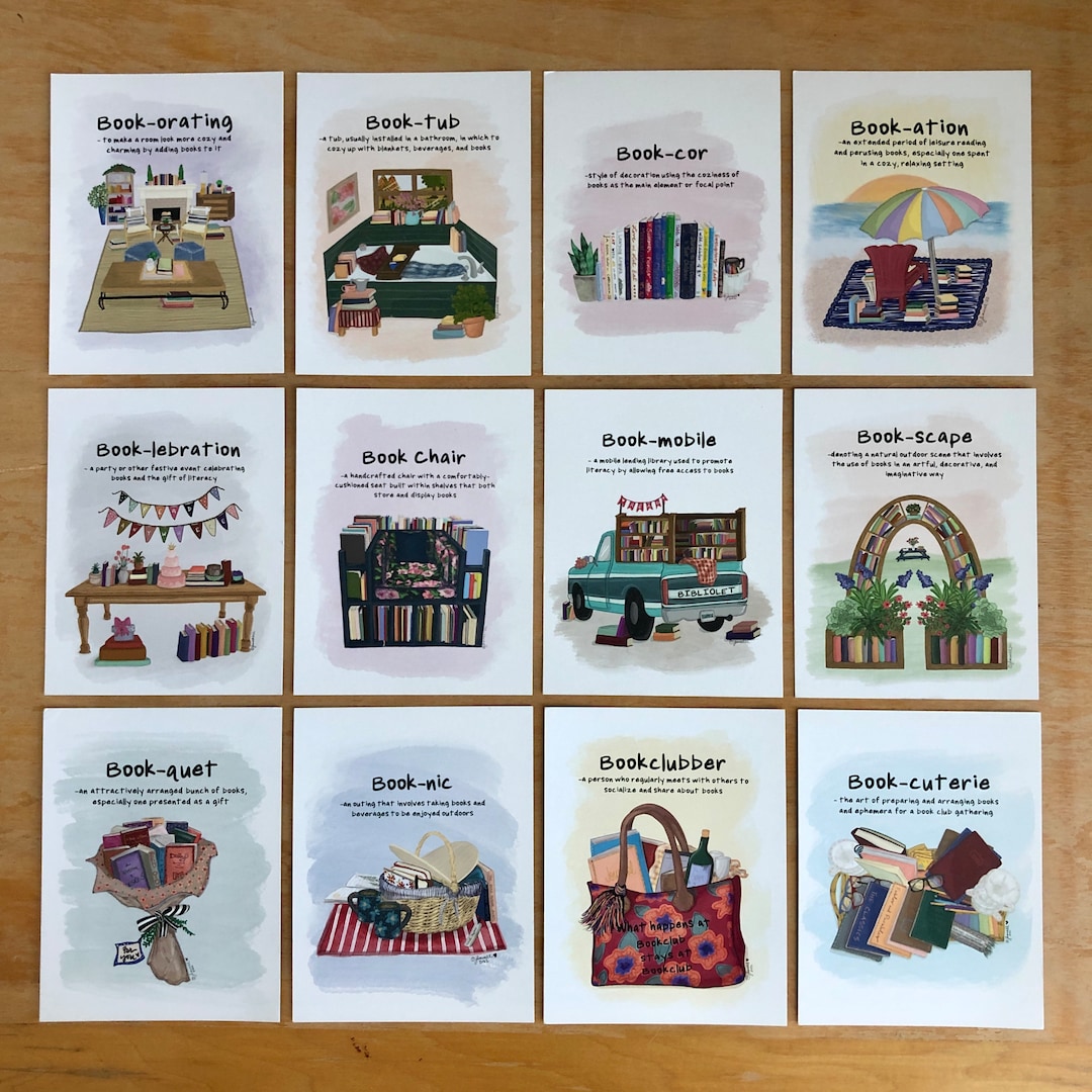 Bookish Vocabulary, Book Themed Notecards, Book Words, Notecard Set ...