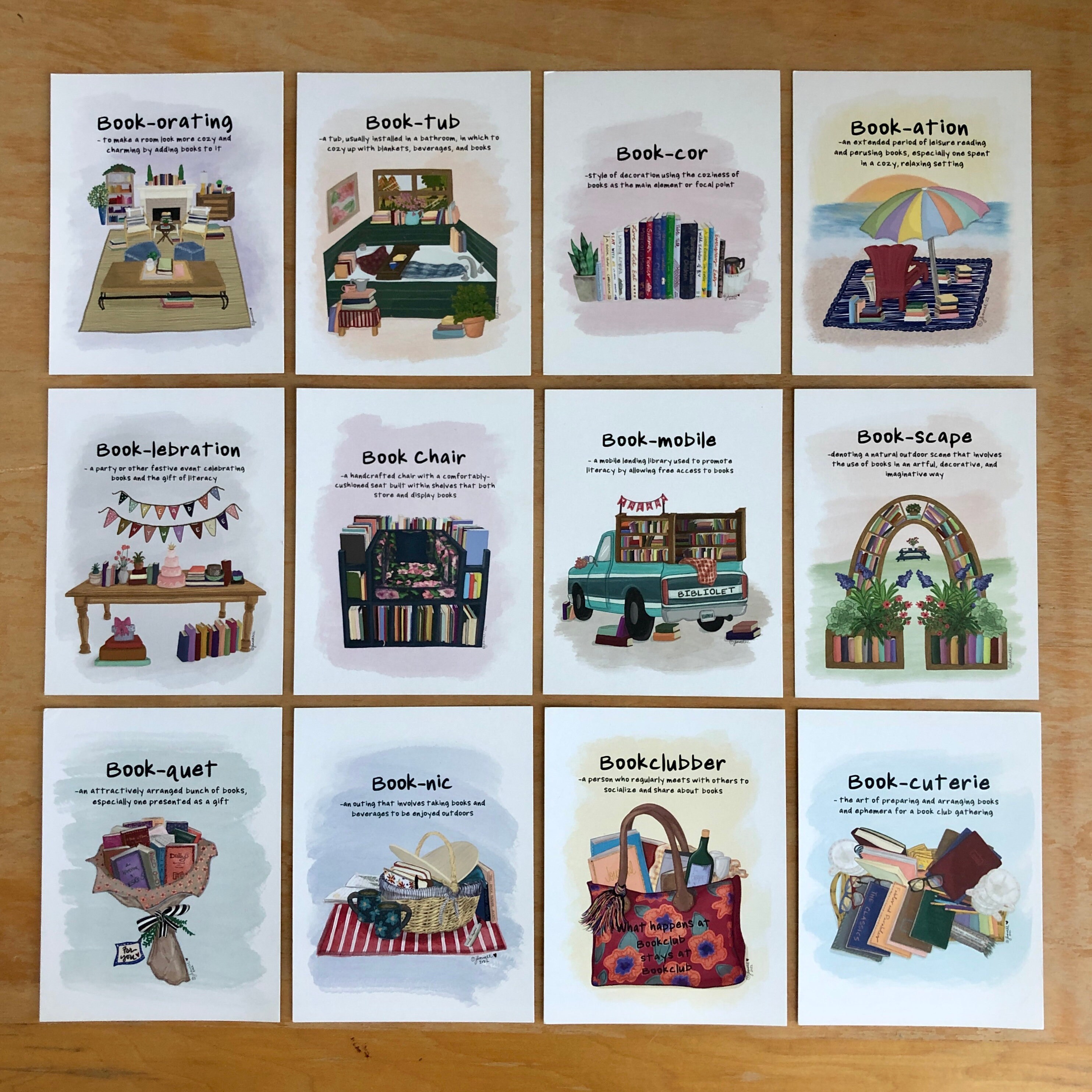 Bookish Vocabulary, Book Themed Notecards, Book Words, Notecard Set ...