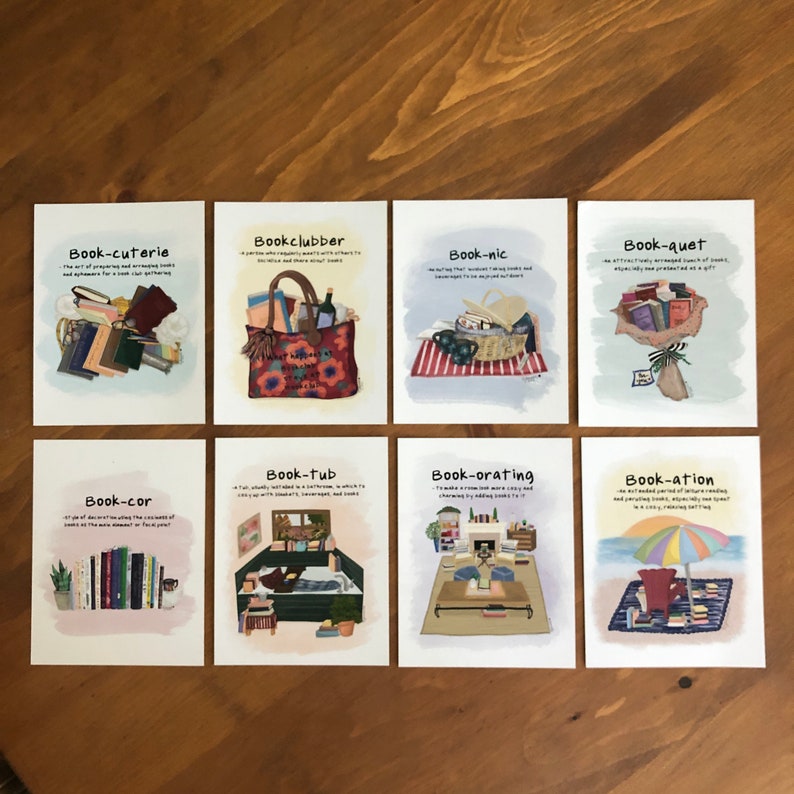 Bookish Vocabulary, Book Themed Notecards, Book Words, Notecard Set ...
