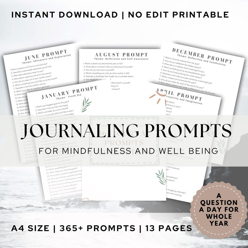 Beginner 365 Days Journaling Prompts for Whole Well Being | Year Long ...
