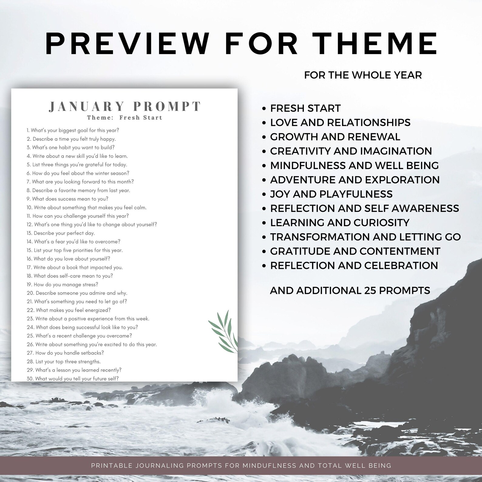 Beginner 365 Days Journaling Prompts for Whole Well Being | Year Long ...