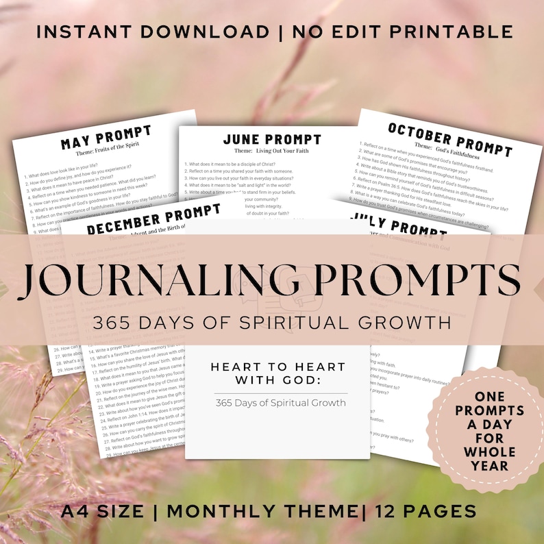 Beginner 365 Days Spiritual Growth Journaling Prompts| Whole Year ...