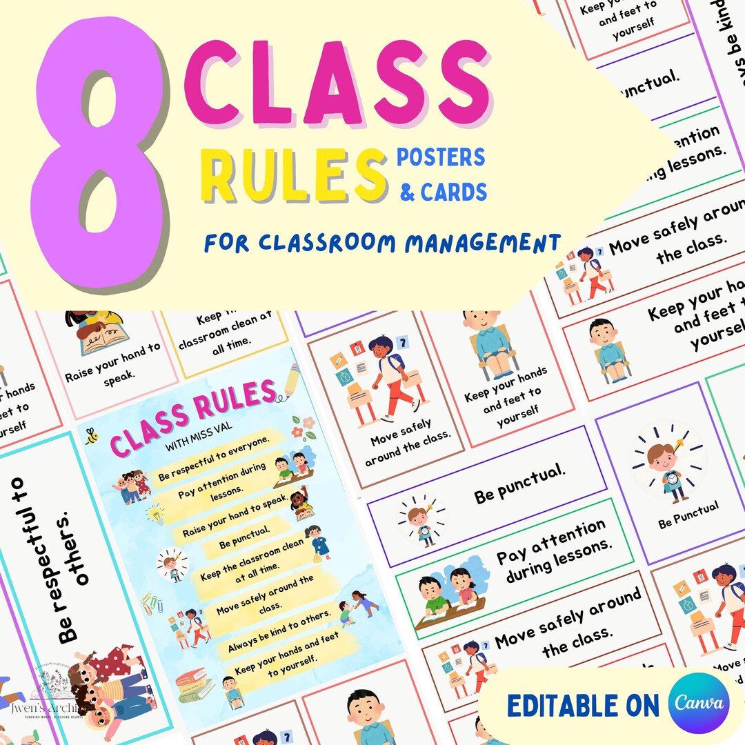 Modern Pastel Classroom Rules Display | Editable Educational Wall Art ...
