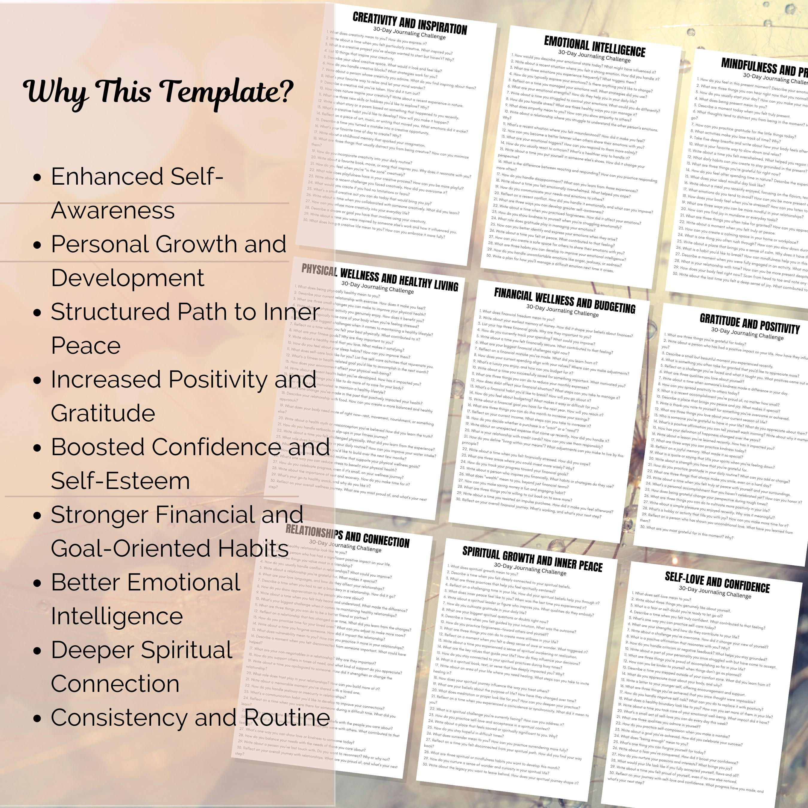 Beginner Journaling Prompts for Self Improvement | 30 Days Printable ...