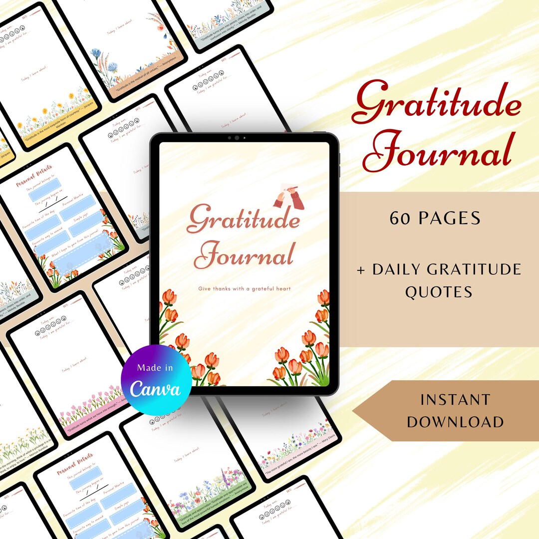 Gratitude Journal Floral Theme Printable | Daily Gratitude Journal ...