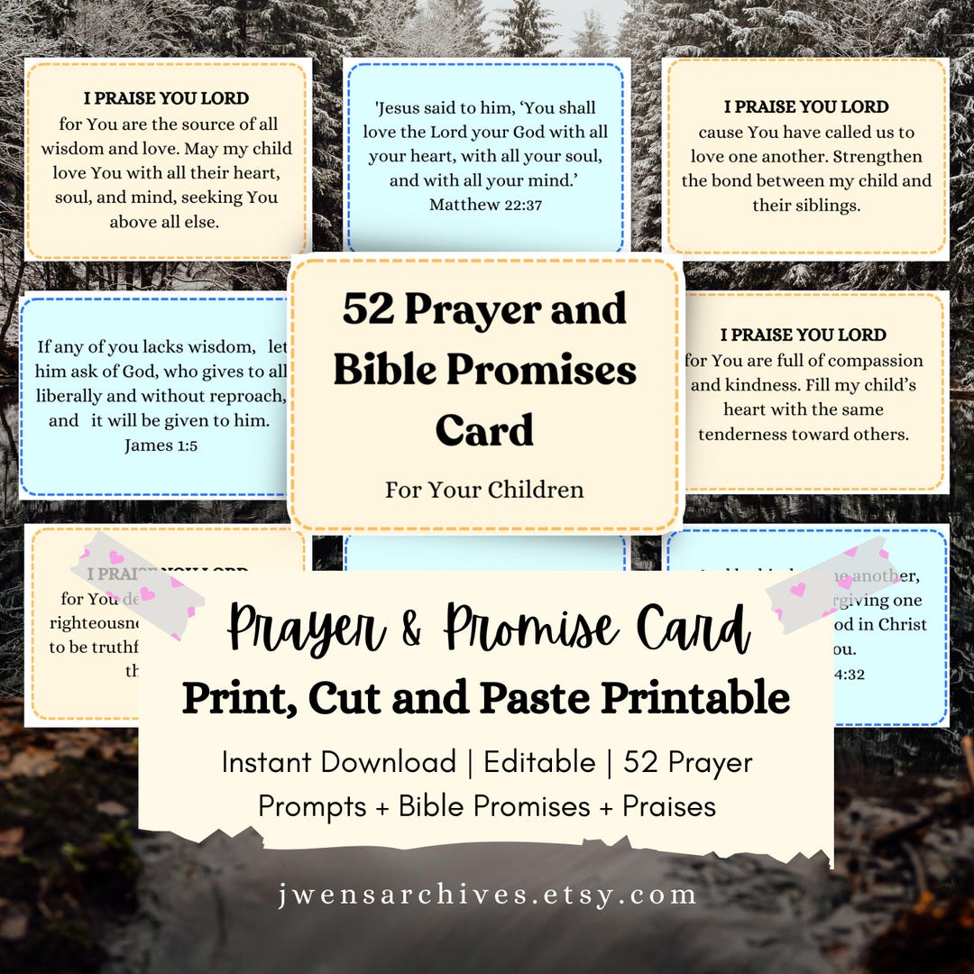 Prayer Prompts Cards for Your Children| Scripture Praise Prayer ...