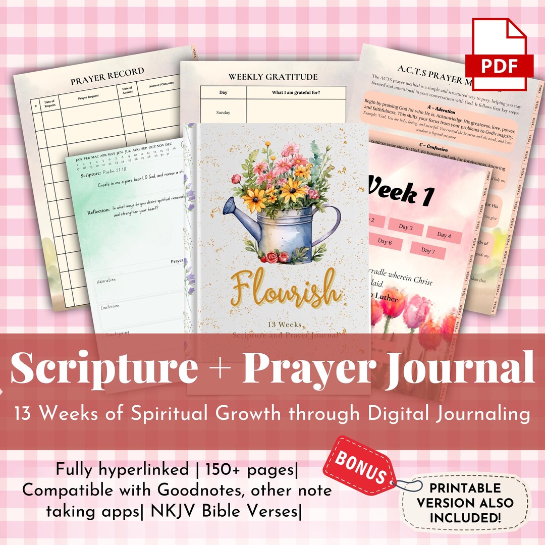 13 Weeks Scripture and Prayer Journal | Digital and Printable Journal ...