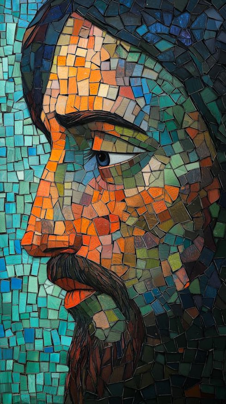 Modern Mosaic Jesus Portrait - AI Generated Digital Art - Faith ...