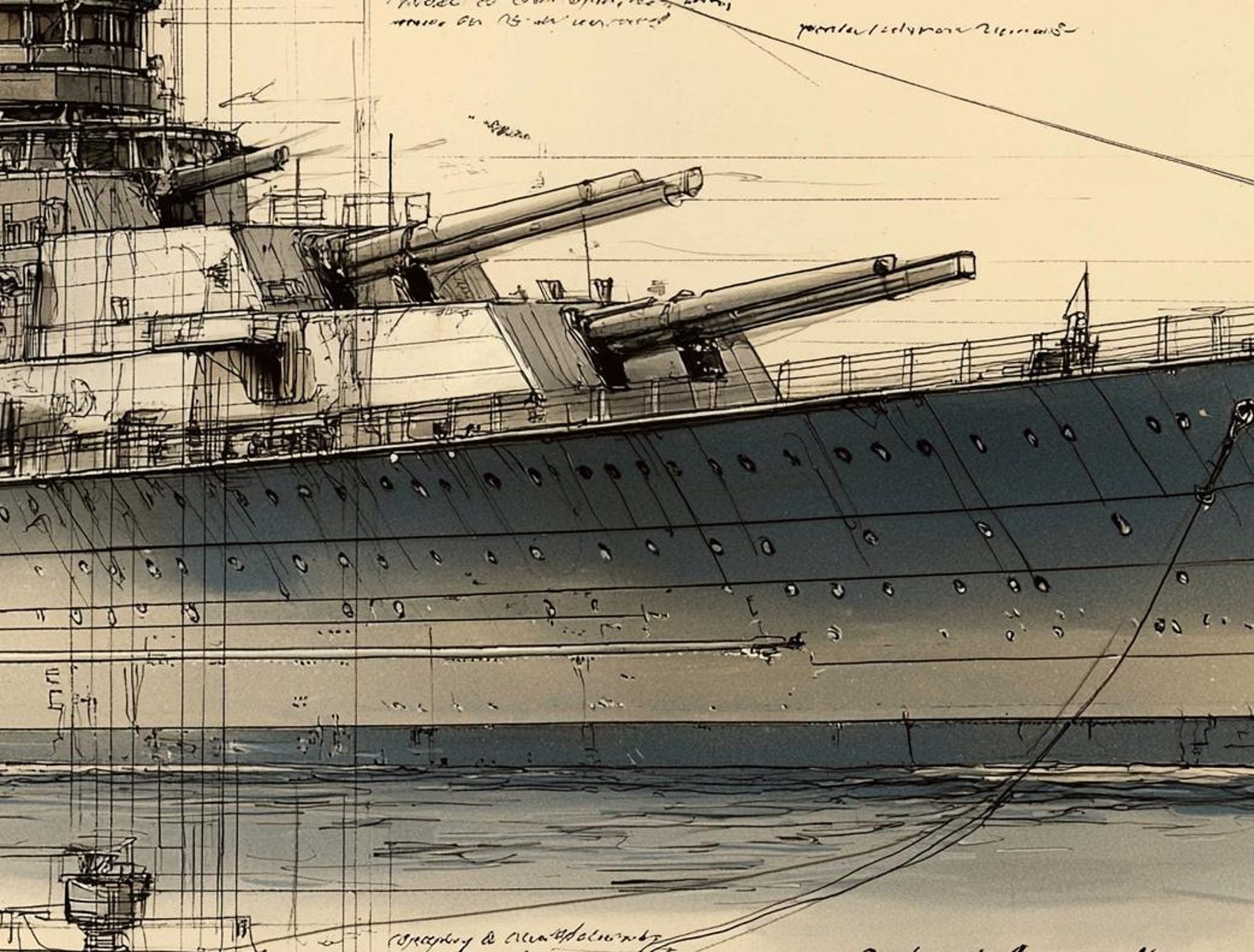 HMS Hood Battlecruiser Print, Vintage WW2 Navy Wall Art, Warship ...
