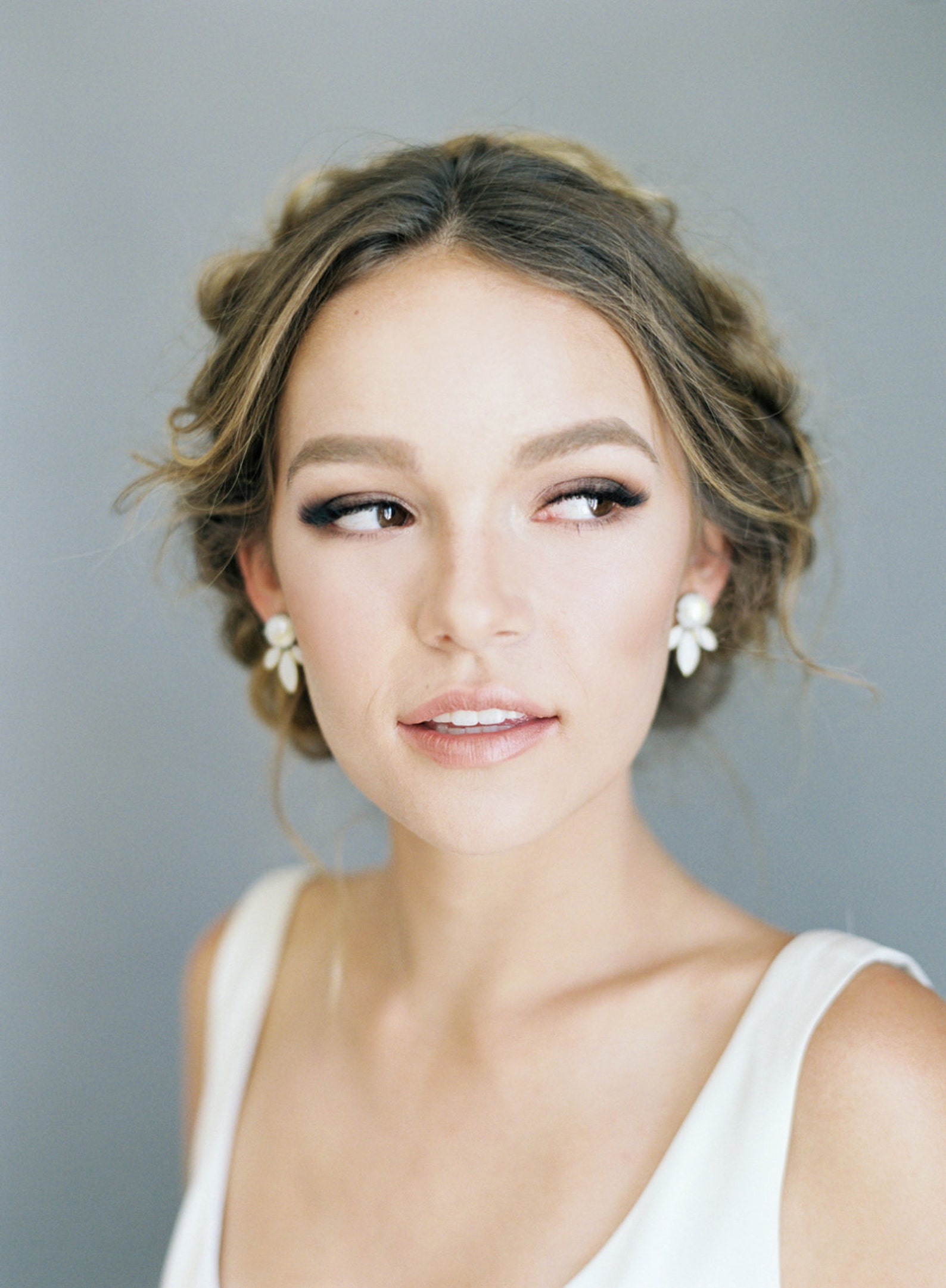 Brooke: Ivory Earrings With Gold Brush Stroke Accent / Classic - Etsy