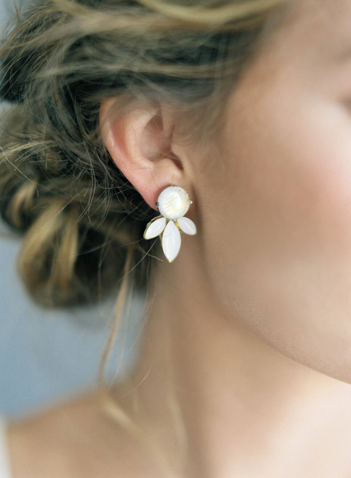 Brooke: Ivory Earrings With Gold Brush Stroke Accent / Classic - Etsy