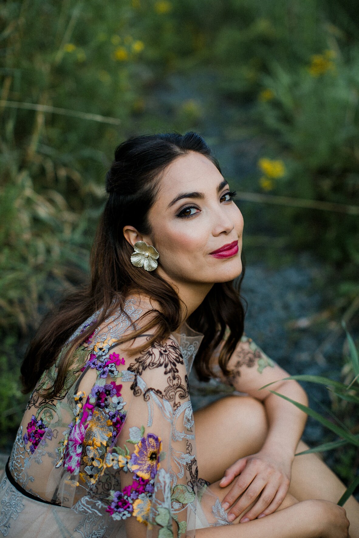 RAQUEL : Gold metallic leather flower with pearl detail | Etsy