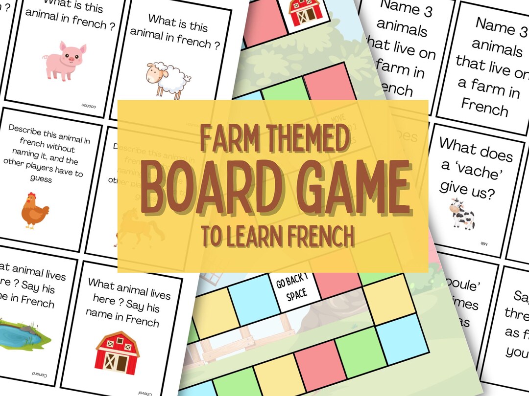 French Farm Vocabulary Board Game for Kids | Printable Language ...