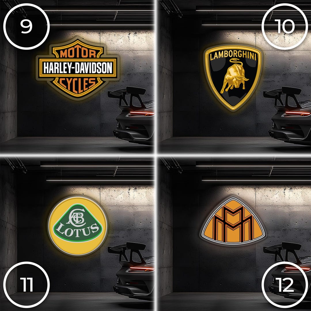 UV Printed Plexiglass Neon Car Emblem, Neon Car Light, Car Emblem Neon ...