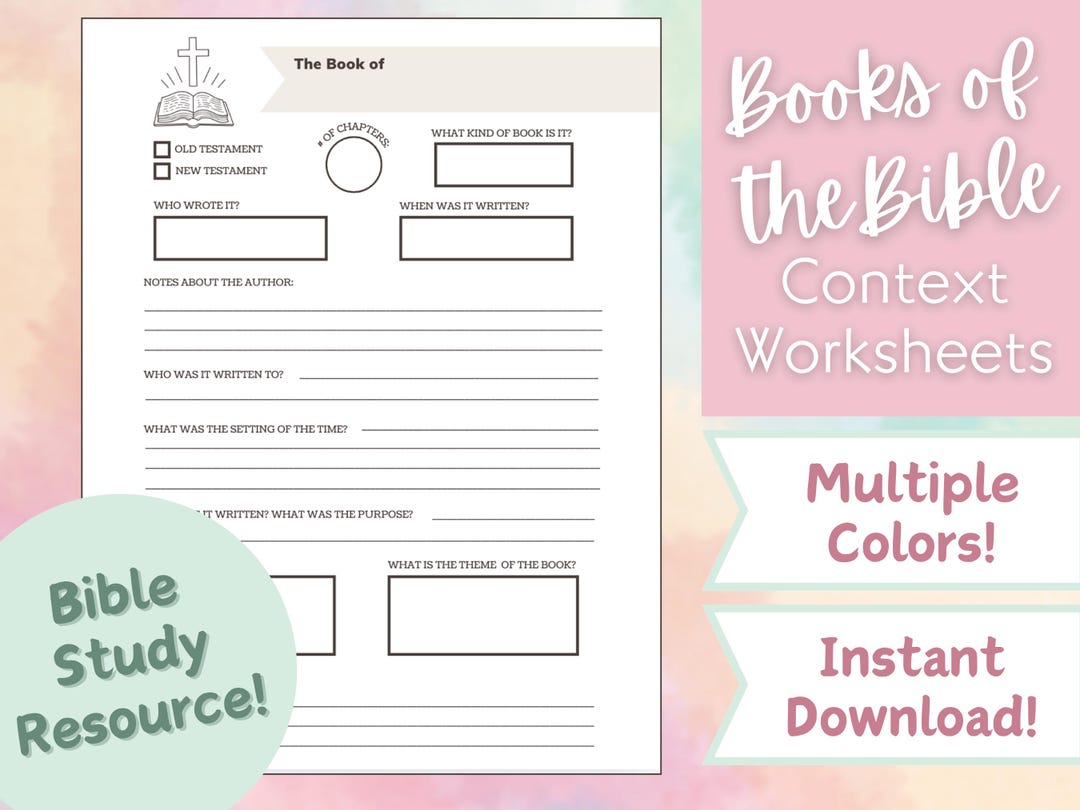 Bible Study Resource, Books of the Bible Context, Bible Study Aid ...